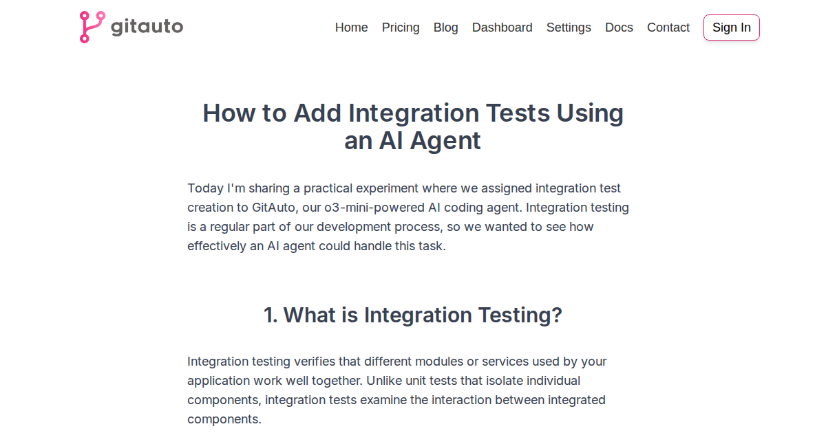 How To Add Integration Tests Using An Ai Agent Gitauto Blog 6735