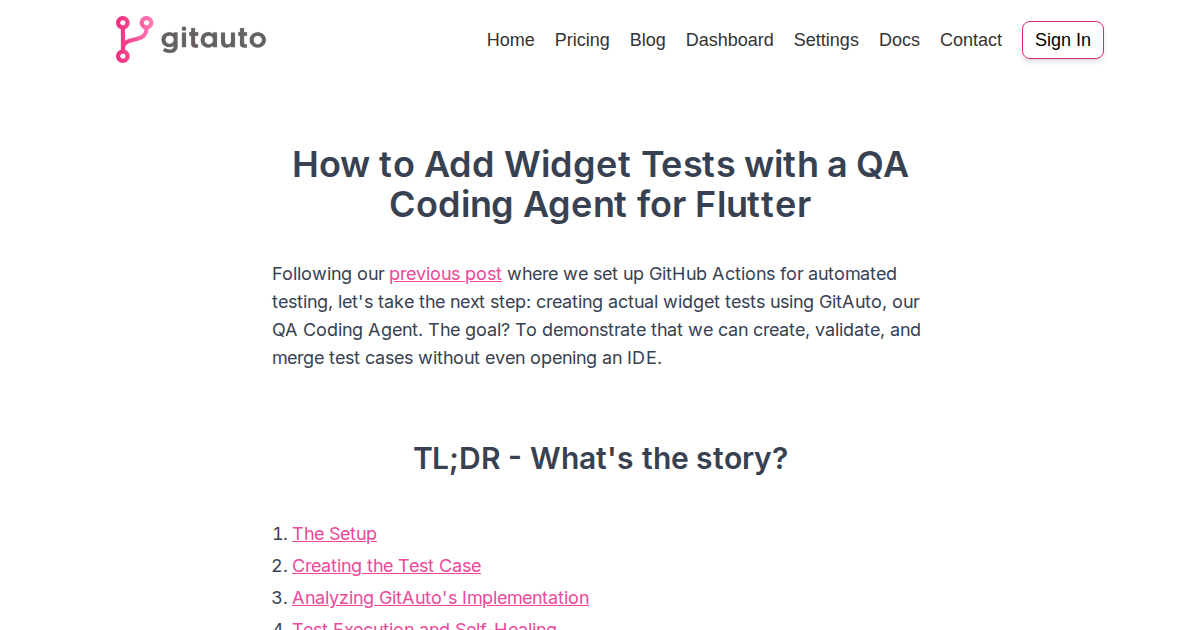 How To Add Widget Tests With A Qa Coding Agent For Flutter Gitauto Blog 