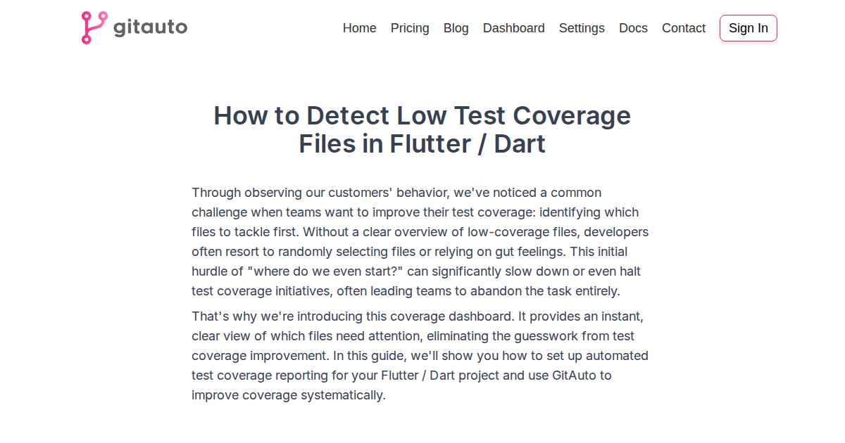 How To Detect Low Test Coverage Files In Flutter Dart Gitauto Blog