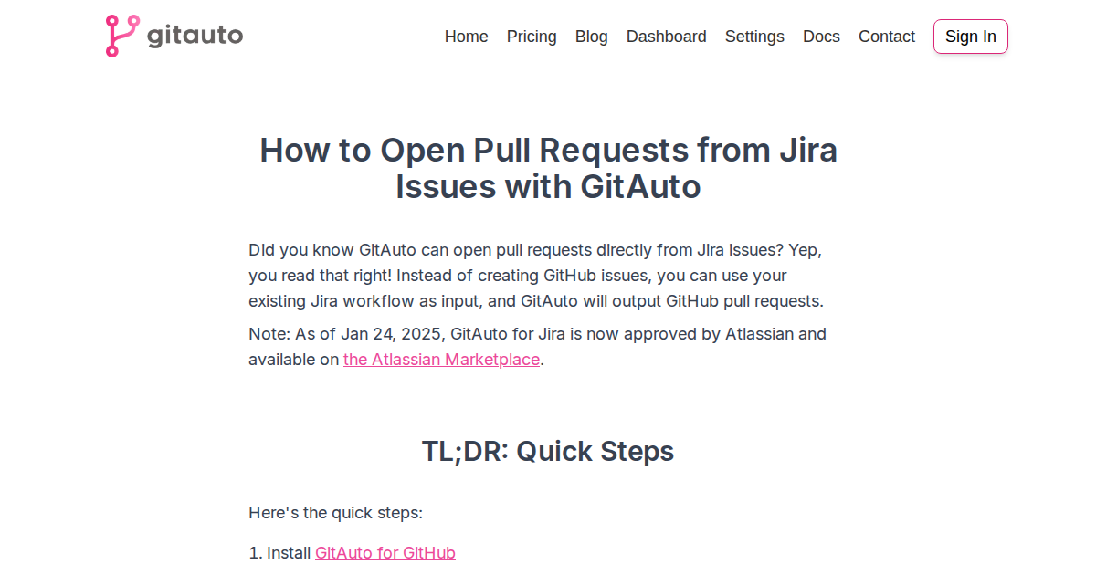 How To Open Pull Requests From Jira Issues With Gitauto Gitauto Blog