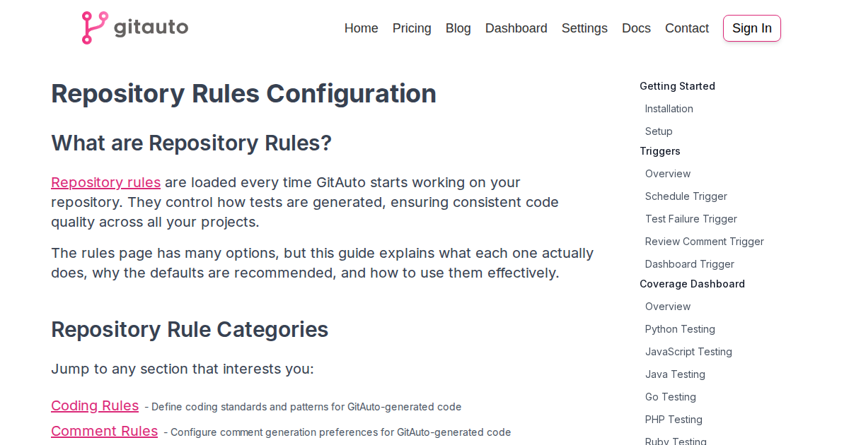 GitAuto Repository Rules Configuration - Complete Guide